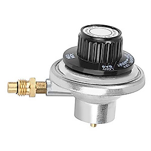 Yosoo Gas Adjustable Regulator, 1"-20UNF Propane Gas Grill Control Valve Zinc Alloy Low-Pressure Adjustable Gas Regulator Valve BBQ Grill