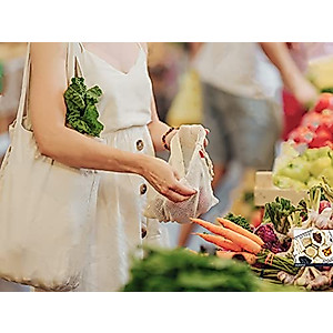 WHITEWRAP Reusable Mesh Bags with Drawstrings | 10”x18” Large |6-Pack |Eco Friendly Bags, Food Storage, Natural Cotton, Biodegradable Fabric Bags, Snack Bags, Cloth Bags, Gift Bag for Halloween