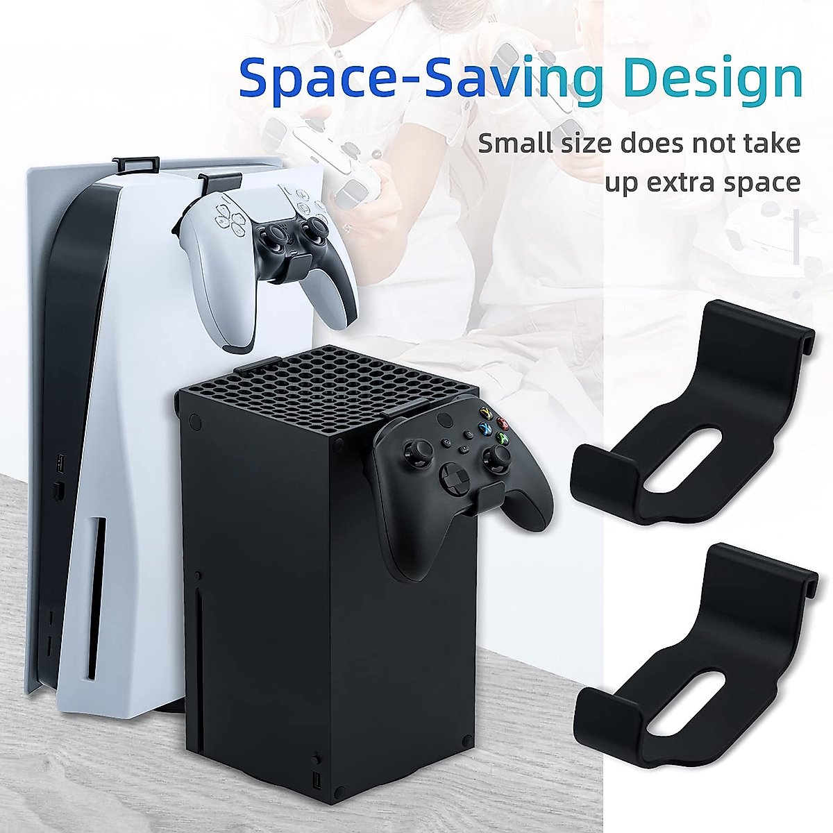 Mcbazel Controller Holder for PS5, Controller Stand Mount for Xbox Series X, Storage Bracket for Playstation 5/ Xbox Sereis X Controllers - No Screws & No Adhesive Tape