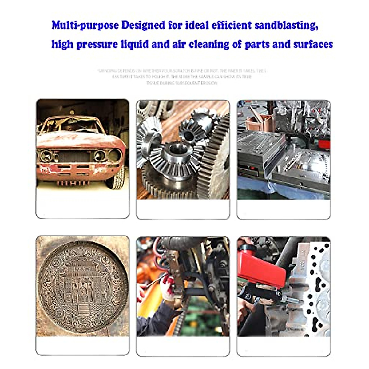 Chiloskit PS-2 Heavy Duty Sandblaster Sand Blasting Gun Kit Rust Remove Tool for Sandblast Cabinet Gun Parts with 4 Ceramic Nozzle Tips 5mm and 6 mm