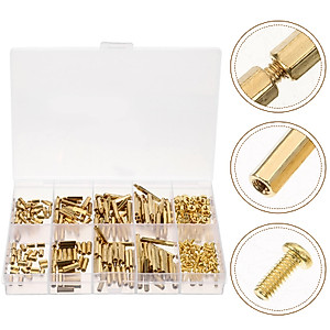 DOITOOL 1 Set Hexagonal Copper Column Hardware Assortment Kit Wall Mount Holder Stand Off Wall Mounts Metric Screw Assortment Kit Ceiling Fan Mount Hex Standoffs M2 Laptop Pillar