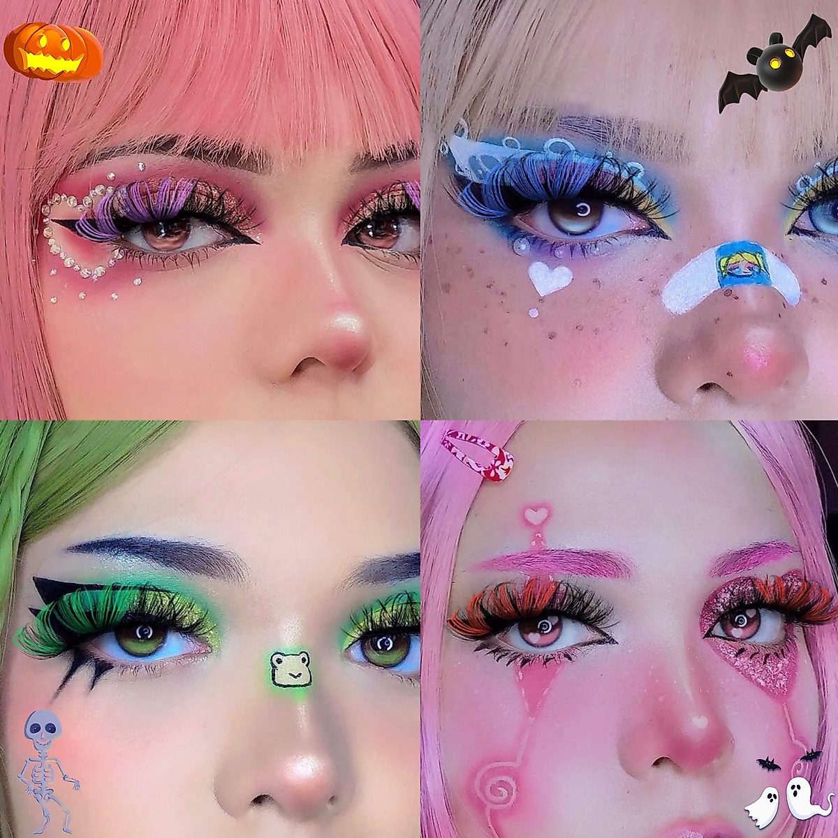 Colored Eyelashes Mink Lashes with Color Fluffy Natural Wispy Strip Eye Lashes 5D Volume False Eyelashes Pack 7 Pairs Cosply Rainbow Colors Fake Eyelashes by TNFVLONEINS