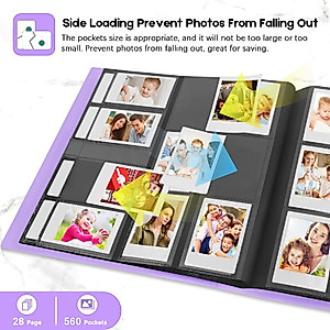 Veicevol 560 Pockets Photo Album for Fujifilm Instax Mini Camera, Album for Polaroid Photo, Photo Album for Fujifilm Instax Mini 12 11 9 40 90 8 Evo LiPlay Instant Camera, 2x3 Photo Album (Purple)
