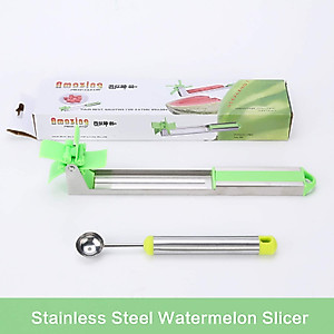 Watermelon Slicer Cutter - Stainless Steel Knife Corer Fruit Vegetable Tools Kitchen Gadgets with Melon Baller Scoop Extra