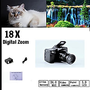 Digital Camera for Photography, Point and Shoot Camera Vlogging Camera, 2.4k Ultra HD Mini Digital Camera for Kids with 3" LCD 18x Digital Zoom, for Teens, Adult, Beginners (Black)