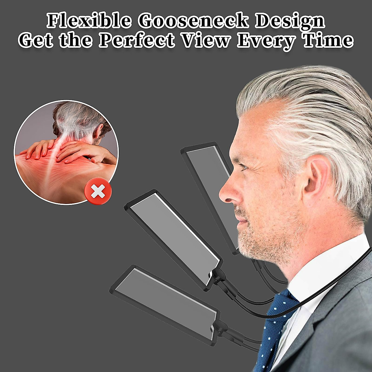 Hands Free 9.4"x6.7" Full-Page 5X Magnifying Glass for Reading, Large Lighted Magnifier with 50 LED Lights, Flexible Gooseneck Magnifier for Neck Wear Repair Sewing Low Vision Elderly