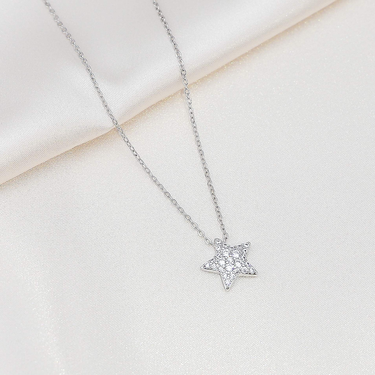 Heart Made of Gold CZ Star Pendant Necklace (Silver)