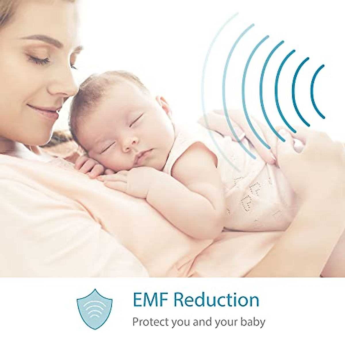 Moonybaby EMF Reduction Baby Monitor with 3 Remote Pan and Tilt Cameras for 3 Rooms, QuadView 60, No WiFi, 5" 720p HD Quad View Screen, 20 Days Stand-by Battery Life, Room Temperature Display