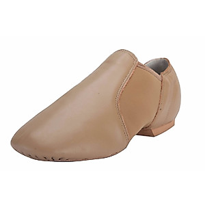 Linodes Leather Jazz Shoe Slip On for Girls and Boys (Toddler/Little Kid/Big Kid) Brown 4M Big Kid