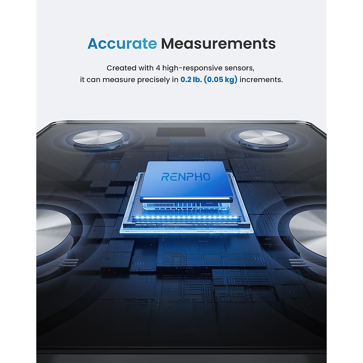 RENPHO Smart Scale for Body Weight, Digital Bathroom Scale BMI Weighing Bluetooth Body Fat Scale, Body Composition Monitor Health Analyzer with Smartphone App, 400 lbs - Black Elis 1