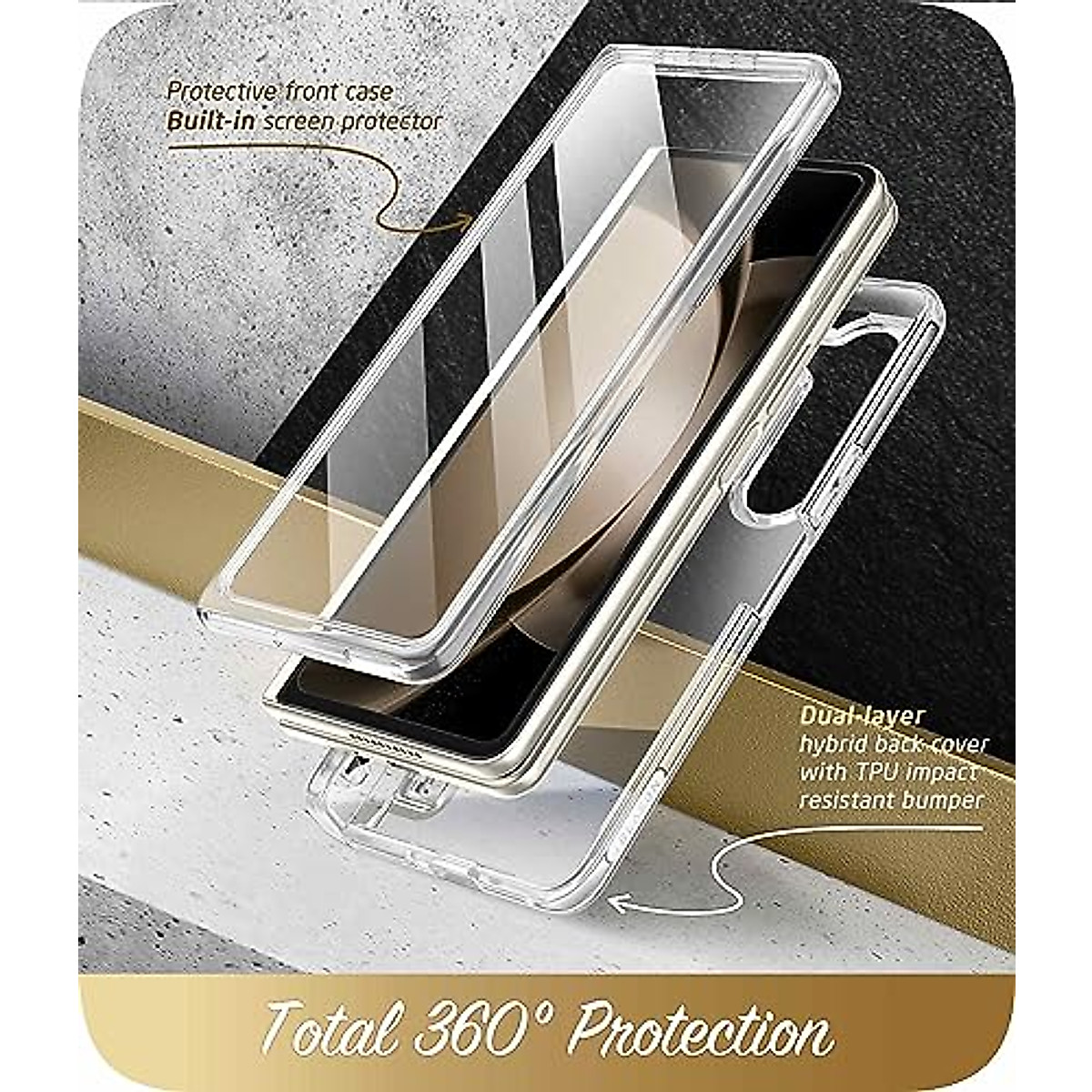 i-Blason for Samsung Galaxy Z Fold 5 Case with Pen Holder, Clear Full-Body Protective Z Fold 5 Case with Built-in Screen Protector & Hinge Protection (Clear)