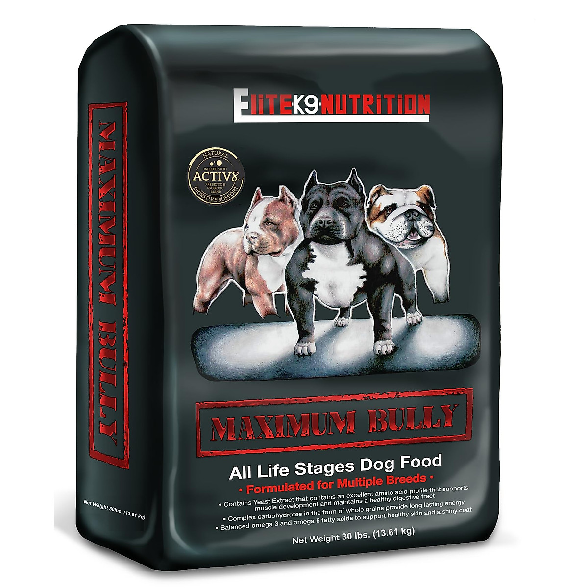 Maximum Bully - All Life Stage Performance Dog Food. High Protein 32% - High Fat 22%. 30lb Bag.