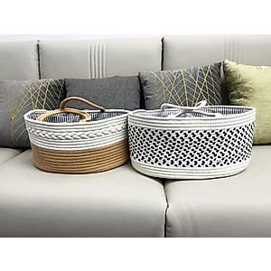 BSMstone Baby Diaper Caddy Organizer Diaper Basket with Divider Portable Car Organizer and Nursery Storage Bin Baby Best Shower Gifts for Newborn (Regular-White+Brown)