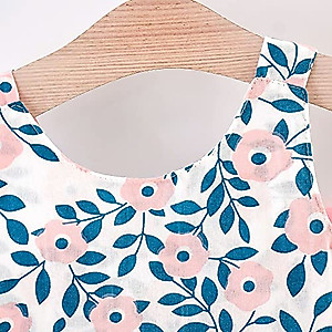 PATPAT Toddler Baby Girl Clothes Floral Print Bowknot Sleeveless Cute Baby Girl Dress Set 3-6 Months 2PC
