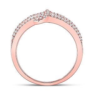The Diamond Deal 10kt Rose Gold Womens Round Diamond Negative Space Infinity Ring 1/5 Cttw