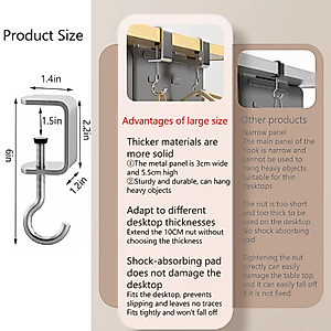 SYINUOYIS 2 Pcs Desk Hooks for Bag,Shelf with Hook for Hanging Bag,Organizer Headset Stand, Under Desk Hook Mount for Table Desk Closet Door Cabinets