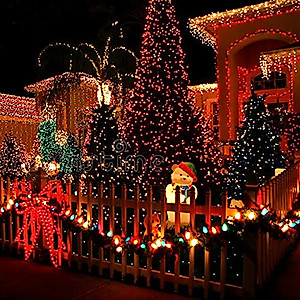 Dazzle Bright Christmas String Lights, 100 LED 33 FT Connectable Fairy Lights with 8 Modes, Waterproof Christmas Decorations for Indoor Outdoor Holiday Party Home Tree Decor (Red)