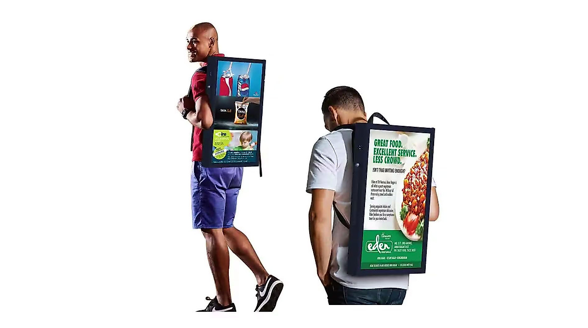 Portable 21.5-inch LCD Backpack for Mobile Video Advertising