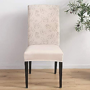 Dining Room Chair Covers Set of 6, Hand Drawn Women's High Heels Ombre Khaki Texture Fit Stretch Chair Slipcover, Removable Washable Seat Covers Chair Protector for Kitchen Party Hotel Wedding