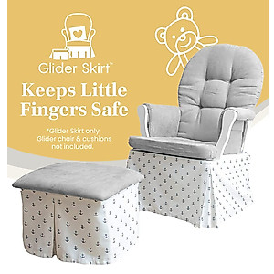 Glider Skirt, Universal Fit Safety Skirt for Glider Chair and Ottoman for Nursery, Baby Proofing Pinch Guard, Glider Chair and Ottoman Sold Separately, Safe Harbor Anchor Style