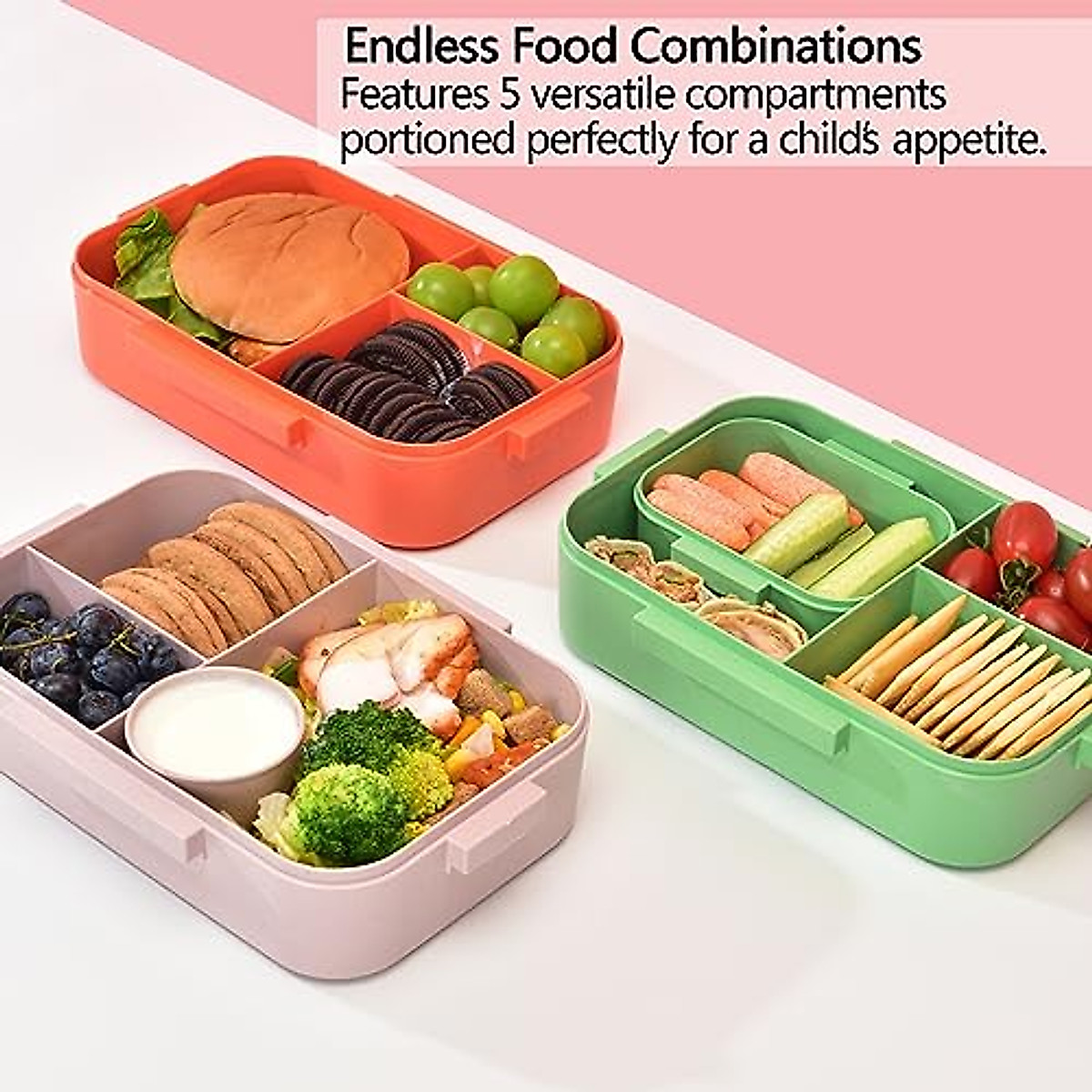 1200ML Bento Box, Wheat Straw Lunch Container With Utensil Set and Leak-Proof Movable Compartment, BPA-Free Lunch Box, Lightweight and Easy Open To-go Food Container for over 8 years old