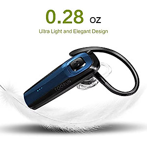 TOORUN Bluetooth Earpiece, M26 Bluetooth Headset Handsfree V5.0 Wireless Earpiece Headphone with Noise Reduction and Microphone Compatible for Android iPhone Cell Phone Laptop - Blue