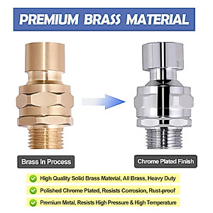 Shower Head Swivel Ball Adapter Brass Adjustable Shower Arm Connector Universal Showering Component Shower Arm Extension, Polished Chrome