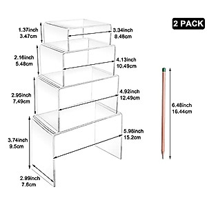 8Pcs Acrylic Display Risers(6",5",4"3") Clear Product Stand,Cupcakes Holder Dessert Display Transparent Showcase Stands, Candy Bar Risers, Acrylic Lifts Display for Figures