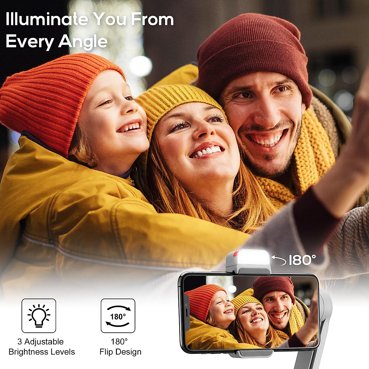 Zhiyun Smooth Q3 Combo, 3-Axis Phone Gimbal with Fill Light and Gimbal Bag, Portable & Foldable, Gesture Control, Video Recording, Auto Tracking Gimbal Stabilizer for Smartphone for iPhone & Android