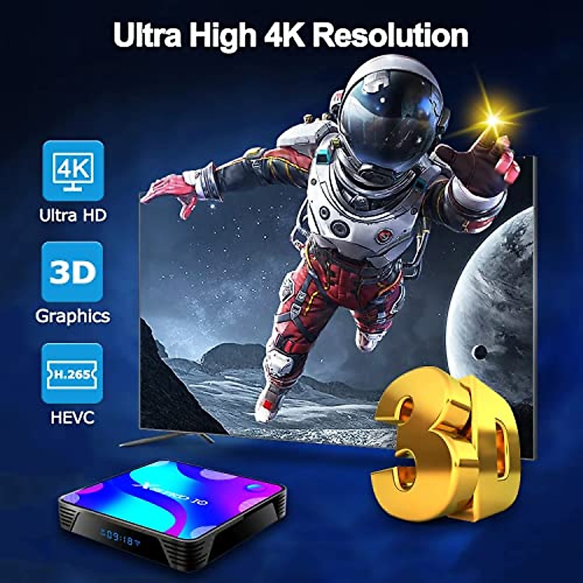 2023 Android TV Box 11.0 4GB RAM 32GB ROM RK3318 Quad-Core Cortex-A53 TV Box Android with Backlit 2.4GHz Mini Wireless Keyboard Remote Control with Touchpad Mouse Combo