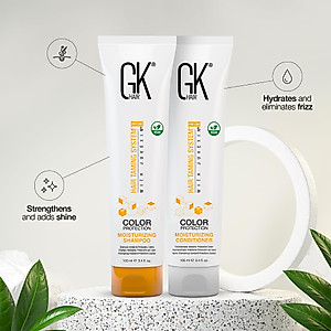 GK HAIR Color-Treated Moisturizing Shampoo & Conditioner 3.4 fl oz Duo – Sulfate-Free Hydrating Set for Color Protection, Frizz Control & Deep Nourishment