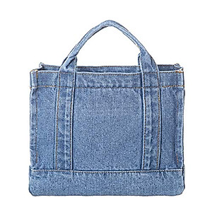 AOCINA Denim Purse Jean Travel Tote Bags for Women Beach Bag Denim Purses and Handbags for Teen Girls Women (Small E-Light Blue)