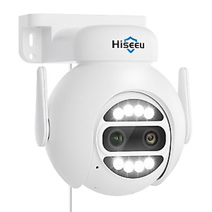 Hiseeu 4MP Security Camera,10X Zoom Dual-Lens Security Wireless Camera, 2 Ways Audio/ IP65 Waterproof,PTZ Outdoor Surveillance Camera Compatible with Alexa/Wireless Cameras System