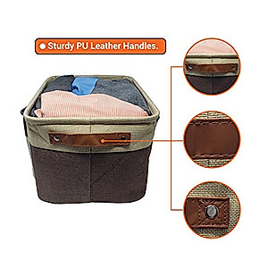 KadoPam Large Foldable Storage Baskets - Strong Organizing Cubes with Cardboard Insert - Fabric Bin Organizers for Home, Office, Work, Laundry Room - Lightweight & Collapsible - 15x11x9.5", Set of 3