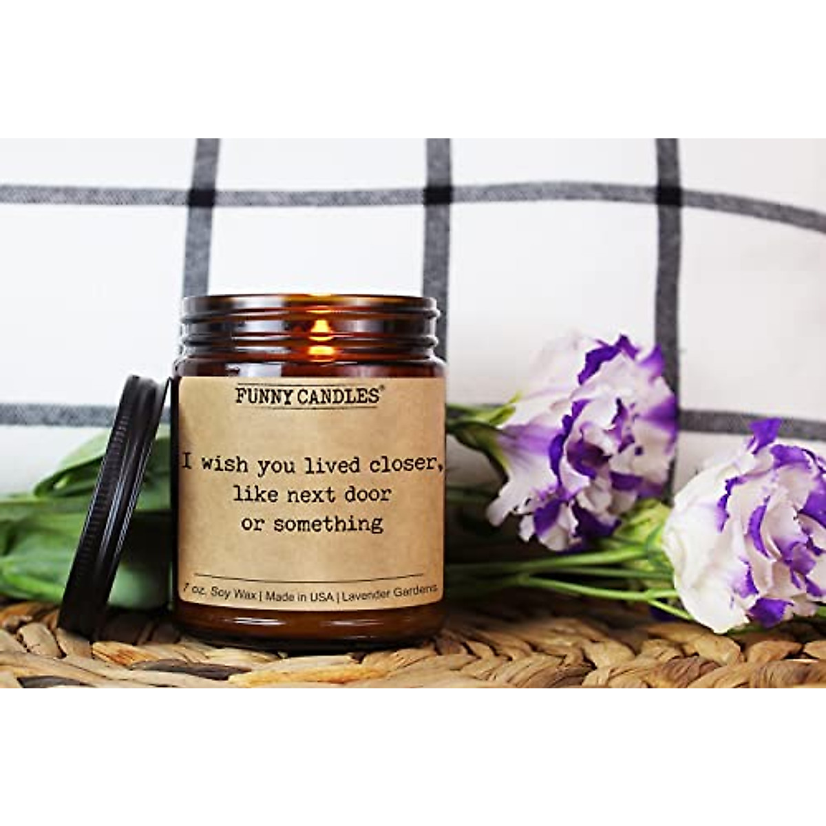 Best Friends Gifts for Women - I Wish You Lived Closer - Friendship Birthday Gift for Sister Mom Coworker, Going Away Gifts for Friends Moving - Funny Candles - Lavender Scented - Handcrafted in USA