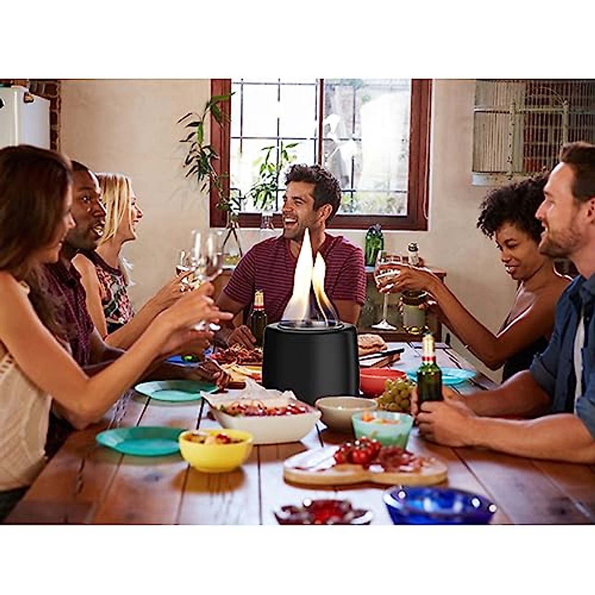 SNHPDH Tabletop Fire Pit, Indoor Mini Fire Pit Outdoor Portable Ethanol Fire Bowl, for Balcony Patio Personal Fireplace