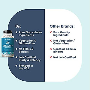 Eu Natural Vitality Adrenal Support, Cortisol Manager, Fatigue Fighter – Healthy Cortisol, Focused Energy – Ashwagandha, Magnesium, L-Tyrosine – 60 Vegetarian Soft Capsules