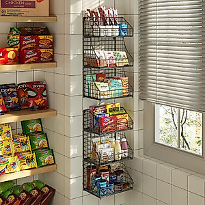 Stackable Tea Bag Organizer with Removable Divider and Hooks Wall Mount 3 Tier Metal Wire Storage Basket Countertop Coffee Condiment Snack Holder Rack for Home Office Kitchen Cabinet Pantry Black