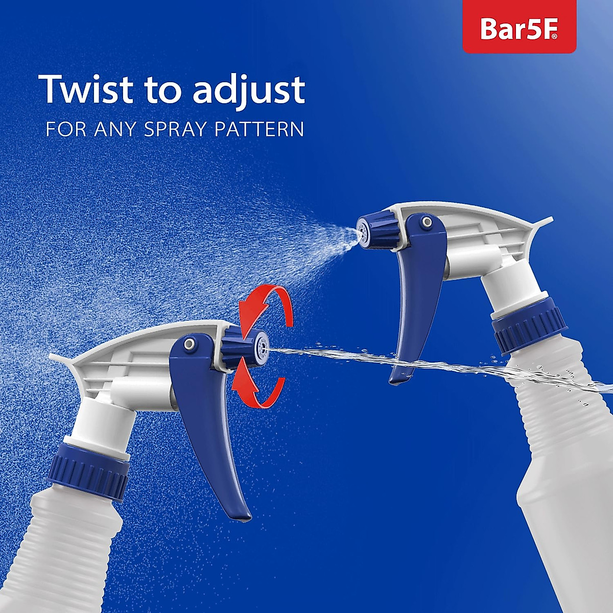 Bar5F Set of 4 Premium Empty 16 oz Spray Bottles, NBR Gasket - Superior Hydrocarbon Resistance - Ideal for Auto Detailing & Industrial Cleaning