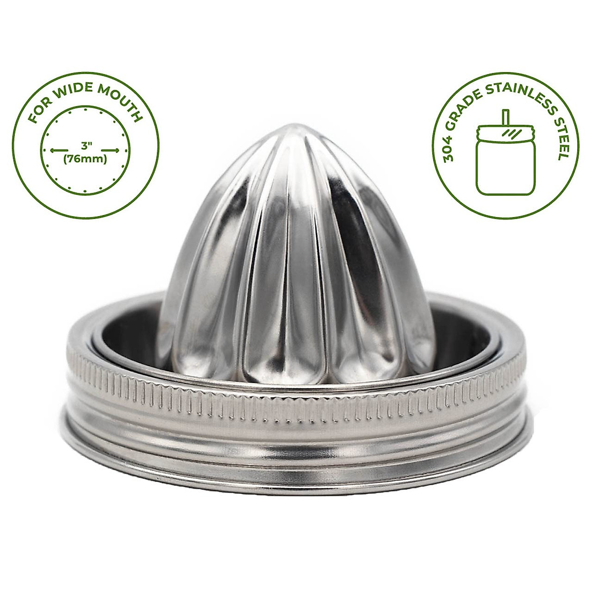 Stainless Steel Juicer Lid for Mason Jars | Metal Citrus Lemon Juice Squeezer Manual Juicer Mason Jar Top for Wide Mouth Jars | Citrus Lemon Orange Reamer Manual Hand Juicer Jar Lid - Wide Mouth