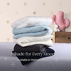 California Design Den 100% Cotton Hand-Quilted Crib Size Quilt for Toddlers, Pure Cotton Fabric & Fill, Pre-Softend Pure White Baby Blanket, Diamond Pattern (White)