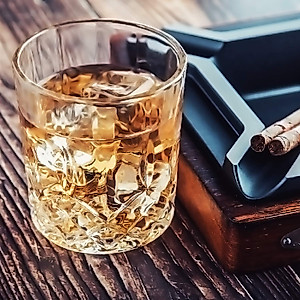 Whiskey Glass Set, Old Fashioned Liquor Vodka Bourbon Lowball Bourbon Cocktail Scotch Tumbler Bar Glasses-7 Oz set of 6