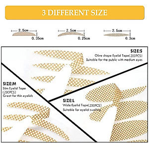 Eyelid Tape, Eyelid Lift Tape, Double Eyelid Tape, Double Eyelid Stickers, Invisible Eyelid Tape, Self-Adhesive Eyelid Lifter Strips with Fork Rods, Breathable & Waterproof, Instantly Enlarge The Eyes