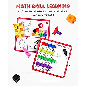 GAMENOTE Math Cubes Manipulatives with Activity Cards - Number Counting Blocks Toys Snap Linking Cube Math Counters for Kids Kindergarten Learning Activities