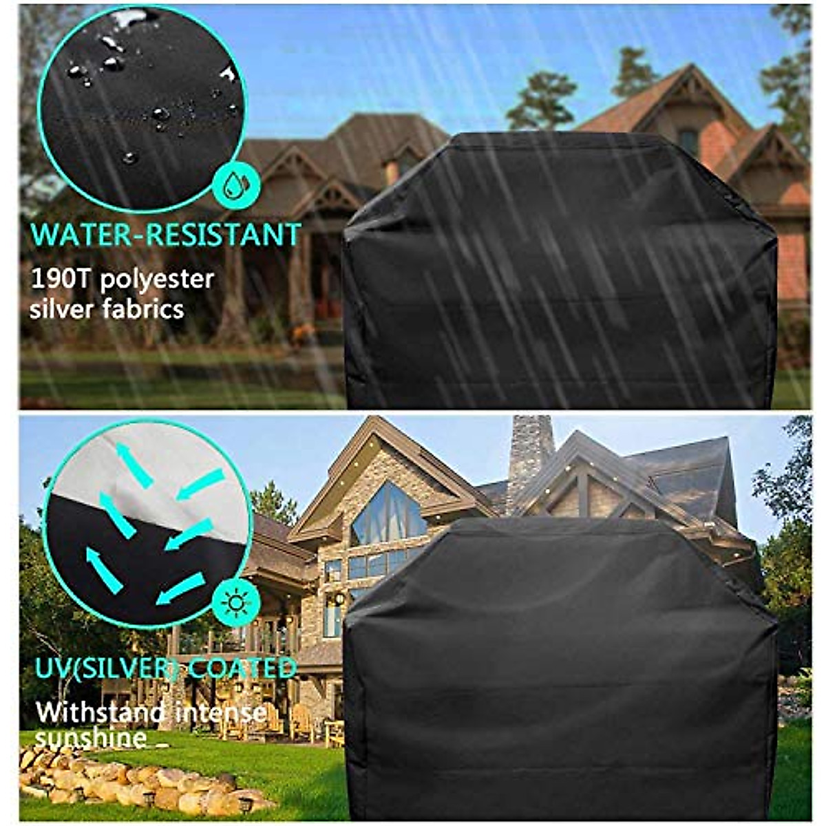 FRGHF Barbecue cover, dust proof BBQ cover, waterproof barbecue protective cover, garden grill cover with storage bag, 145 x 61 x 117 cm