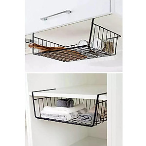 Hizibesty Under Shelf Basket, 2 Pack Under The Cabinet Shelf Rack Organizer Storage Rack for Home Closet ffice Organization Black