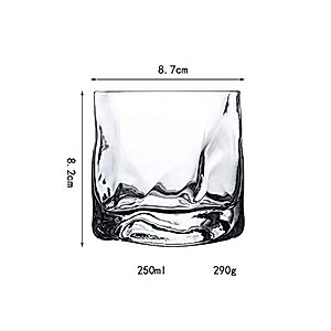 Keqin 250ML Irregular Glassware Diamond Twisted Wavy Crystal Whiskey Glass Set, 35 - Ounce, Set of 6, Unique Gift for Men or Women