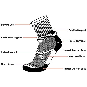 Le Bent Light 3/4 Crew Trail Merino Wool Sock for Trail Running, Road Running, and Hiking - Black Marle - Medium