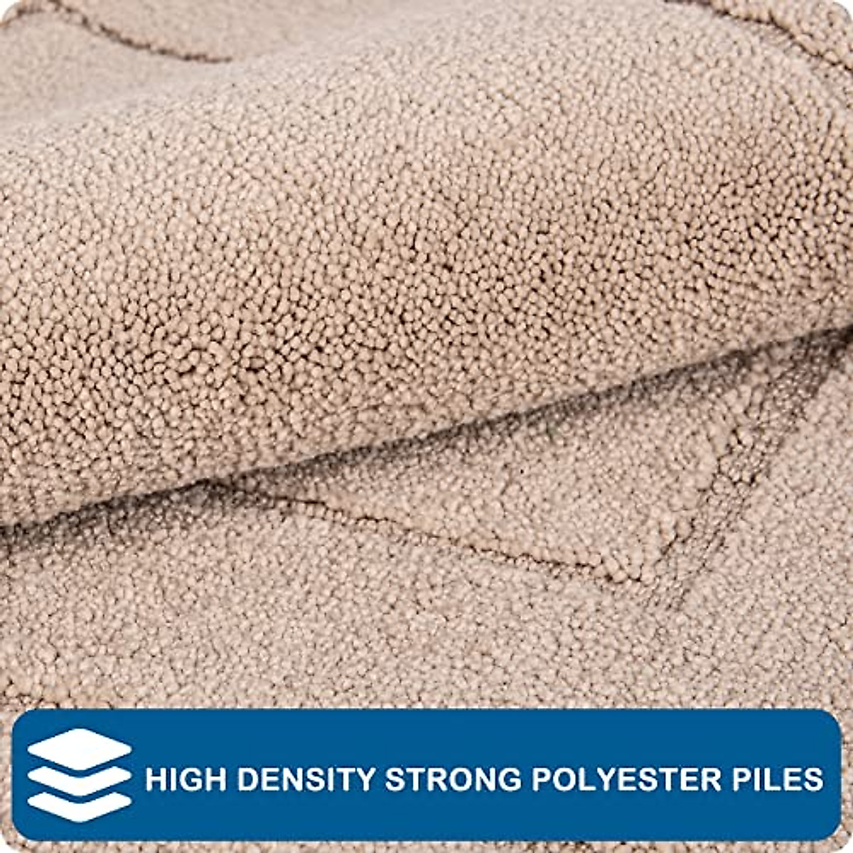 PURRUGS Machine Washable Kitchen Rug Set of 2, Non-Slip/Skid Kitchen Runner Rugs & Floor Mats, Super Absorbent Soft Standing Mats for Kitchen, Sink & Laundry, Beige