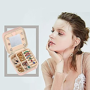 Parima Birthday Gifts for Women Girls, Pearl Initial Jewelry Box | Travel Jewelry Box | Gifts for Women Birthday Unique | Wedding Travel Essentials Small Jewelry Box - Letter V, Pink